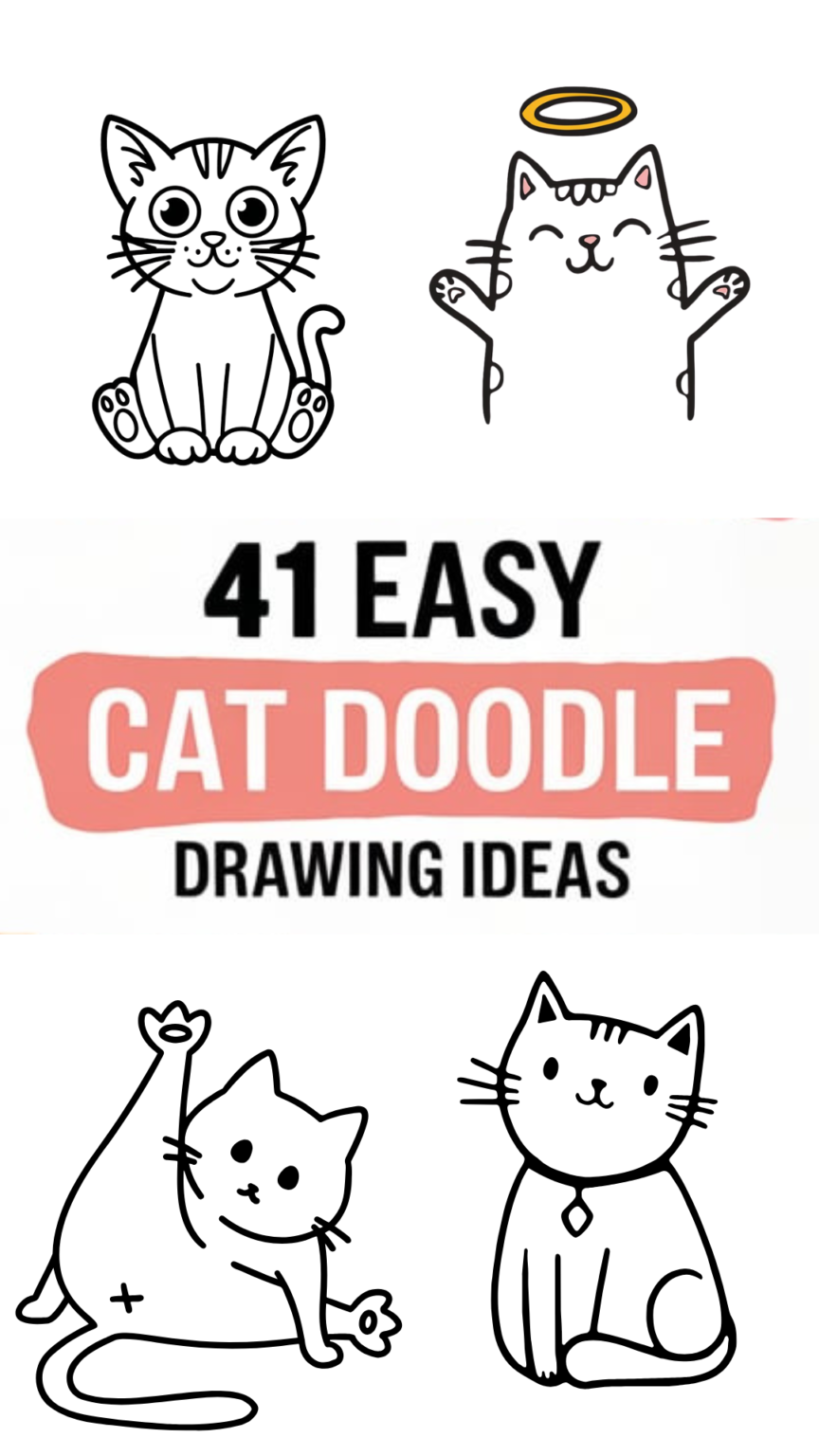 41 Easy Cute Cat Doodle Drawing Ideas - drawtwist.com