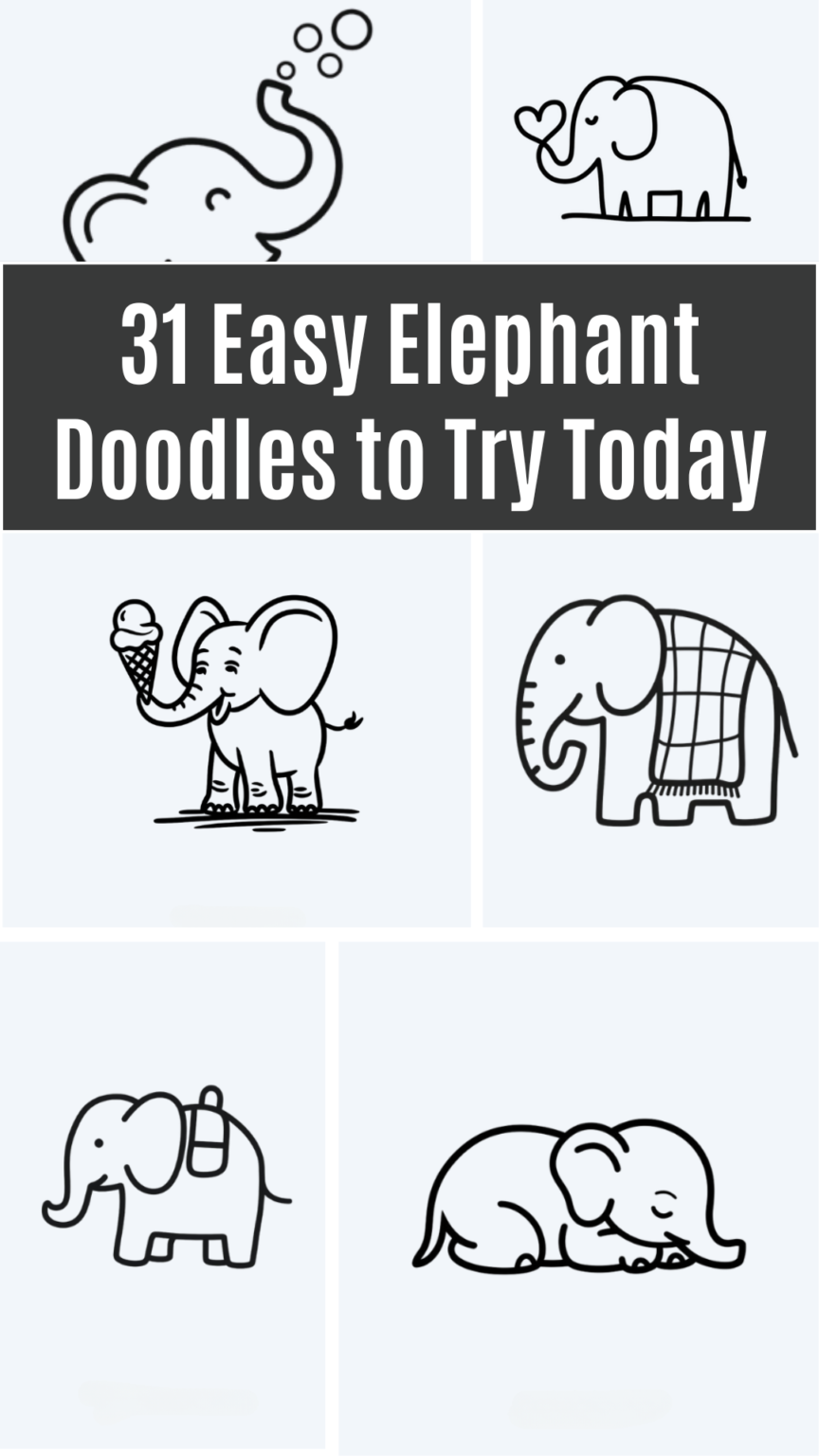 31 Easy Elephant Doodles to Try Today - drawtwist.com