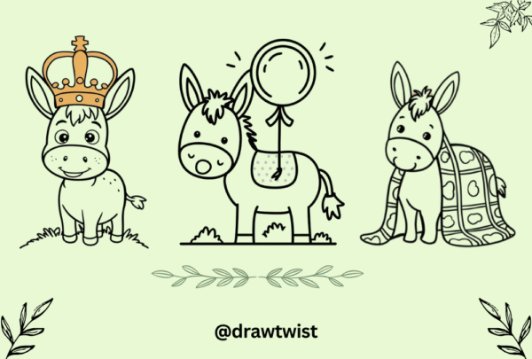 31 Easy Donkey Doodle Drawing Ideas - drawtwist.com