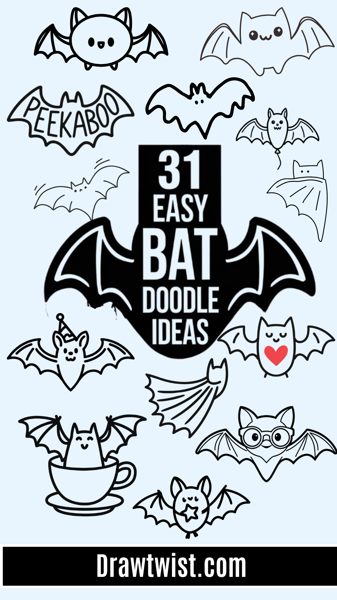 31 Easy Bat Doodle Ideas to Try Right Now - drawtwist.com
