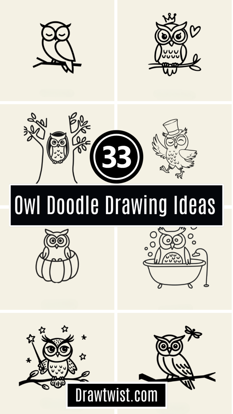 33 Adorable Owl Doodle Drawing Ideas to Try - drawtwist.com