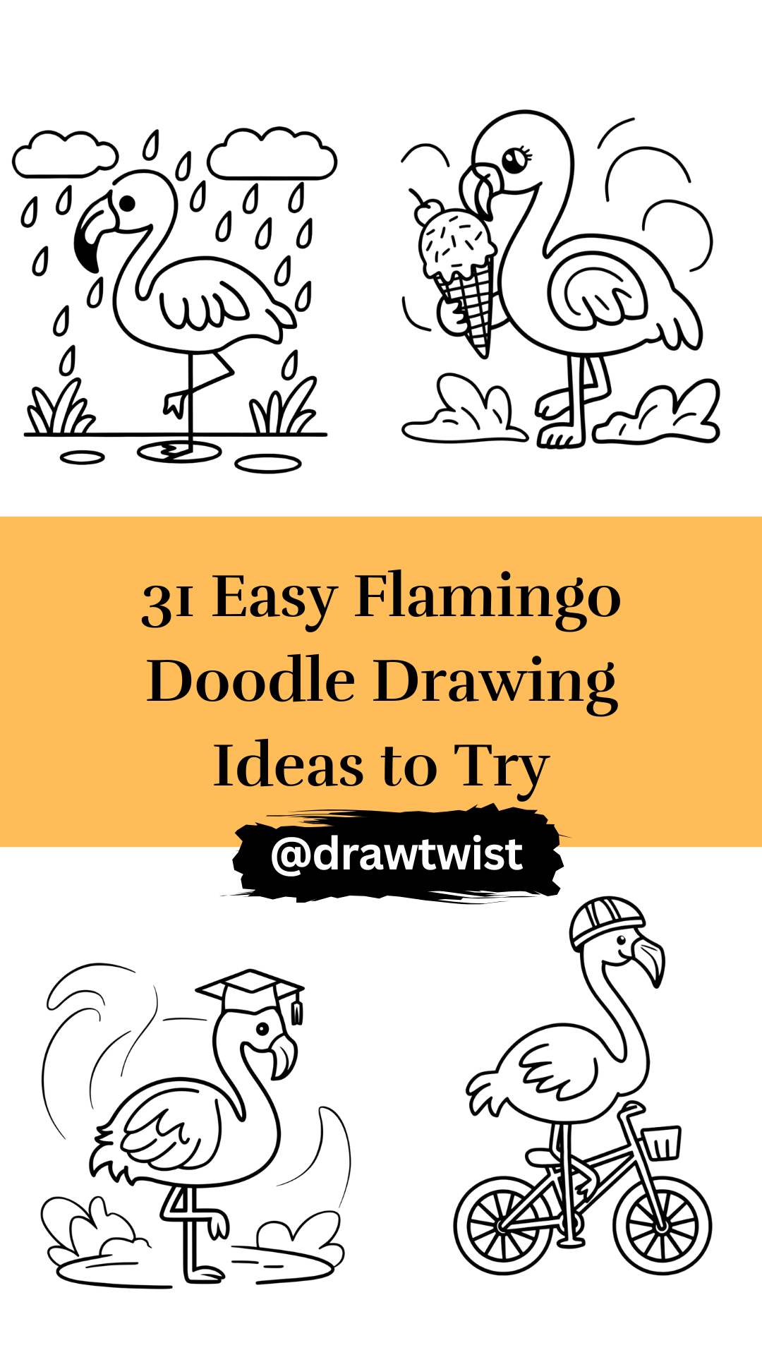 31 Easy Flamingo Doodles Drawing Ideas to Try - drawtwist.com