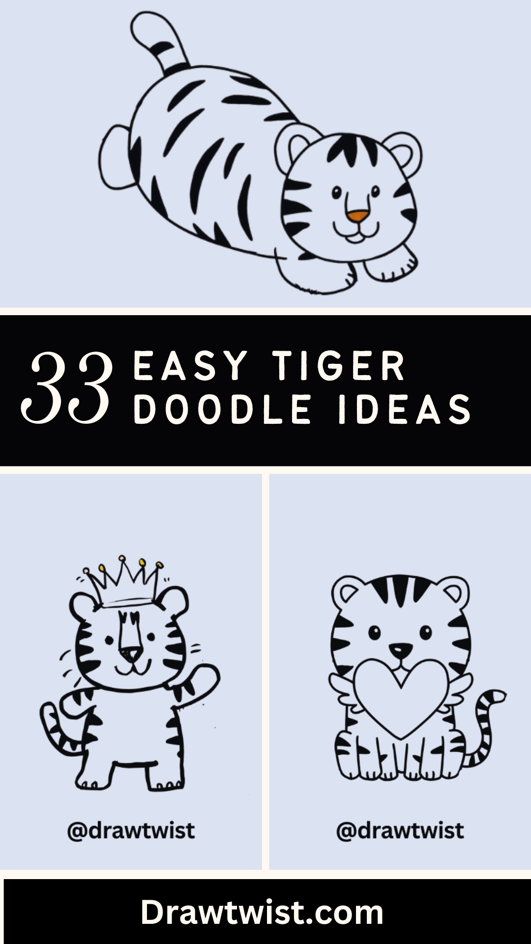 33 Easy Tiger Doodle Ideas - drawtwist.com