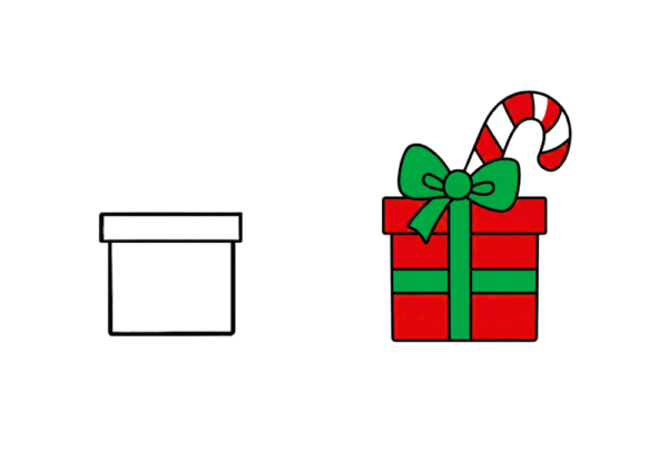How Do You Draw Christmas gift box - drawtwist.com