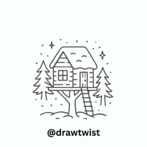 21 Winter Cabin and Snowy House Doodle Ideas - drawtwist.com