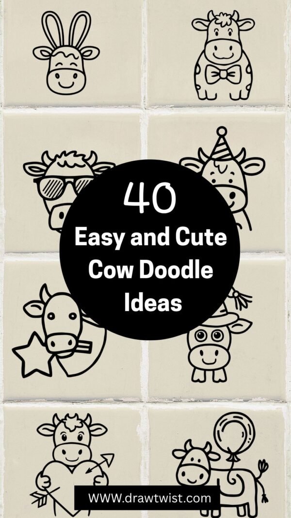 40 Easy and Cute Cow Doodle Ideas - drawtwist.com