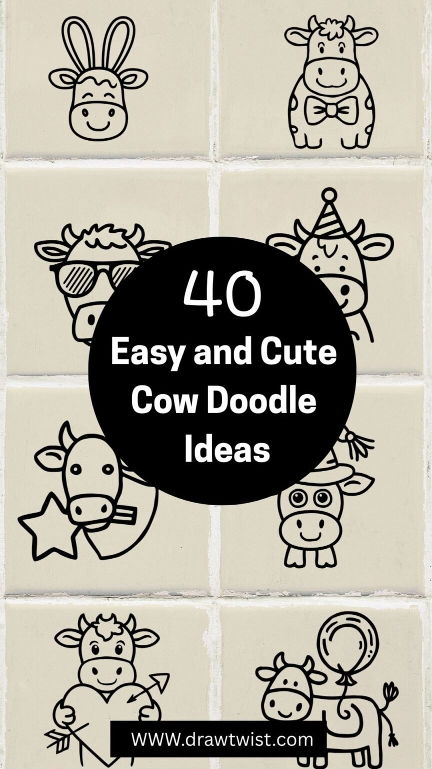 40 Easy and Cute Cow Doodle Ideas - drawtwist.com