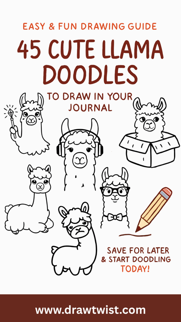 45 Cute Llama Doodle Drawing Ideas for Easy Sketching - drawtwist.com