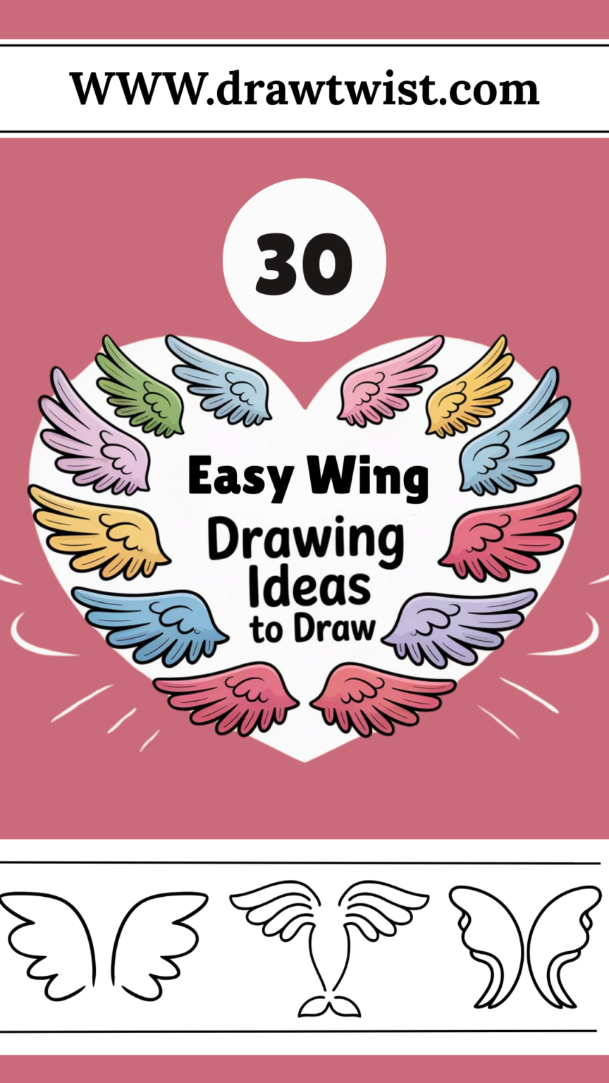 30 Fun and Easy Wing Drawing Ideas to Draw - drawtwist.com